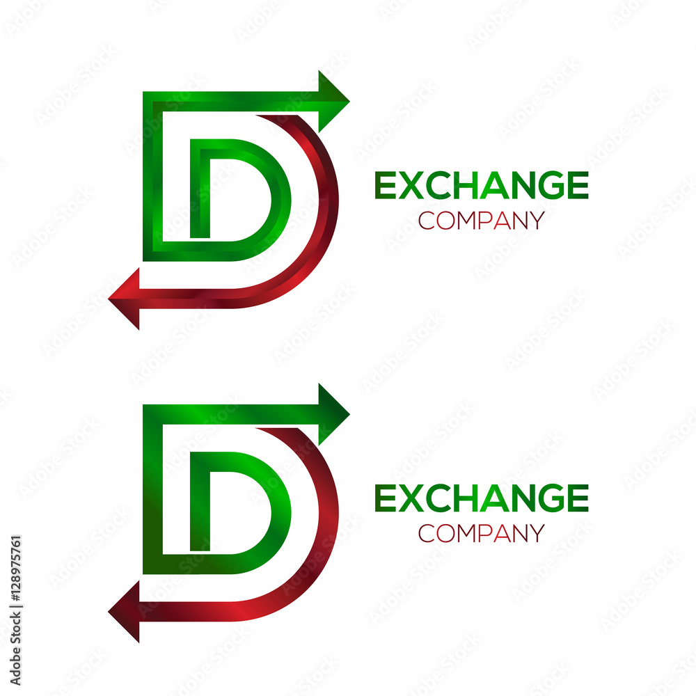 Letter D logo design template Green and Red premium color. Arrow ...