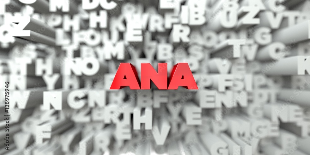 ANA - Red text on typography background - 3D rendered royalty free ...