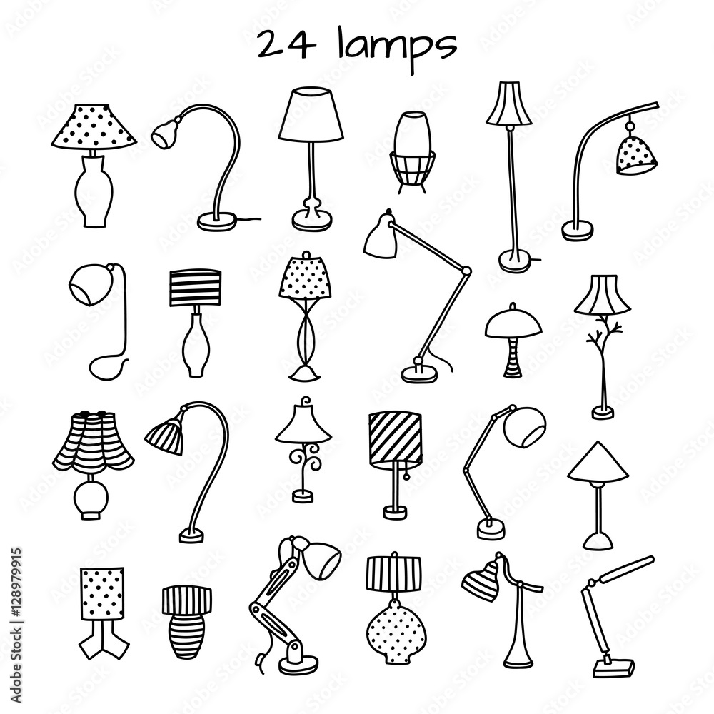 Vector illustration of different types of lamp Stock Vector | Adobe Stock