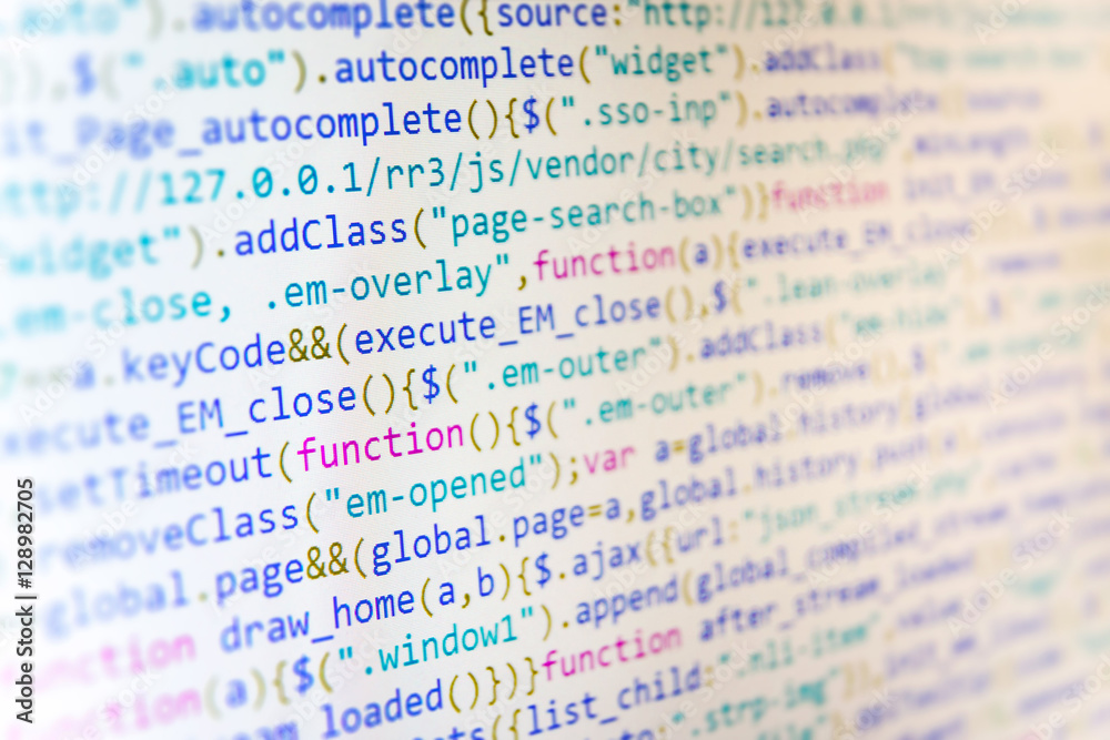 WWW software development. Script procedure creating. Binary digits code ...