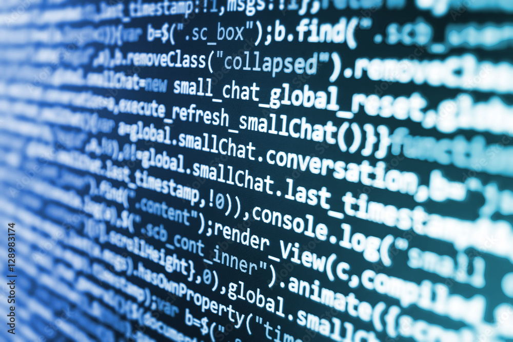Programmer developer screen. Abstract source code background. Digital ...