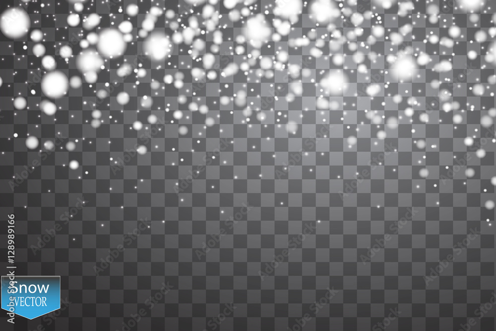 Vector falling snow effect isolated on transparent background with ...