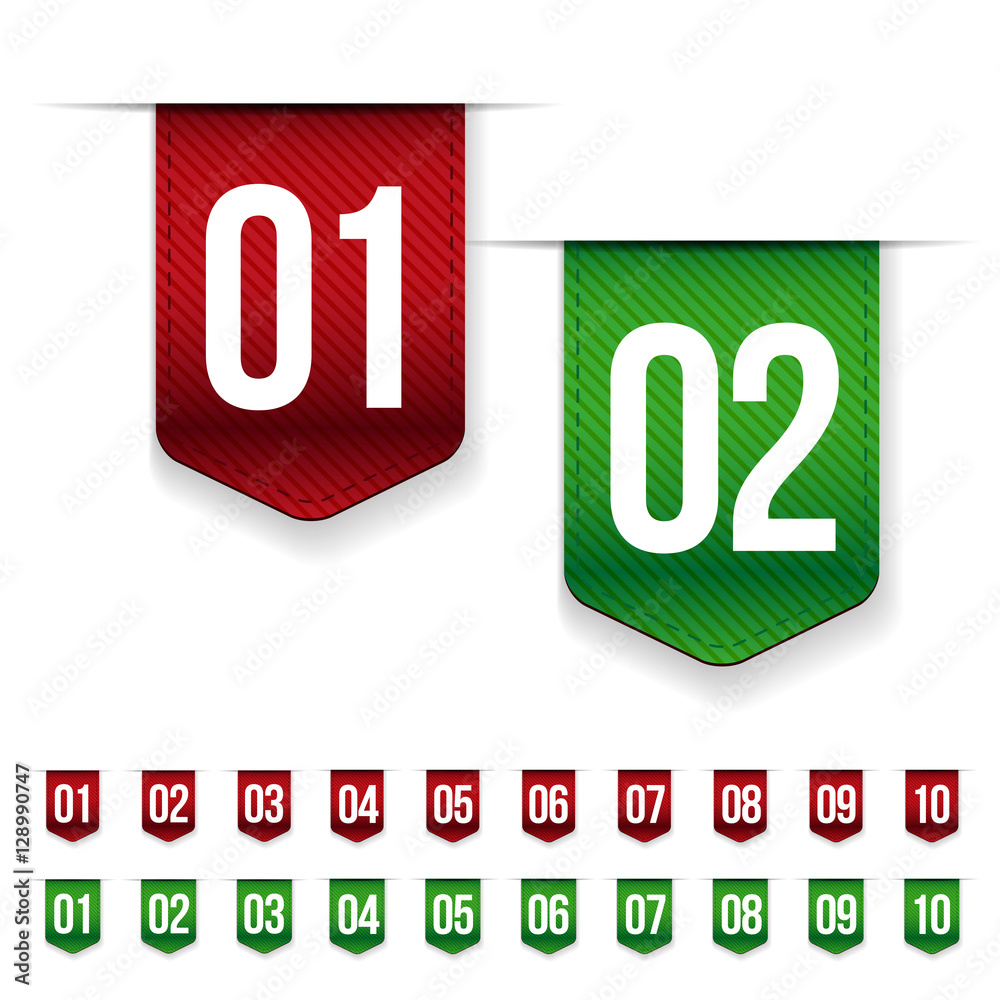 Number set vector ribbon Stock Vector | Adobe Stock