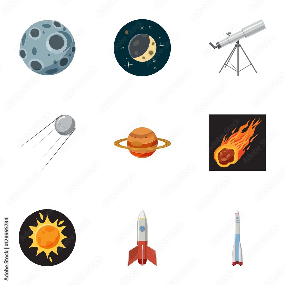 Galaxy icons set. Cartoon illustration of 9 galaxy vector icons for web ...