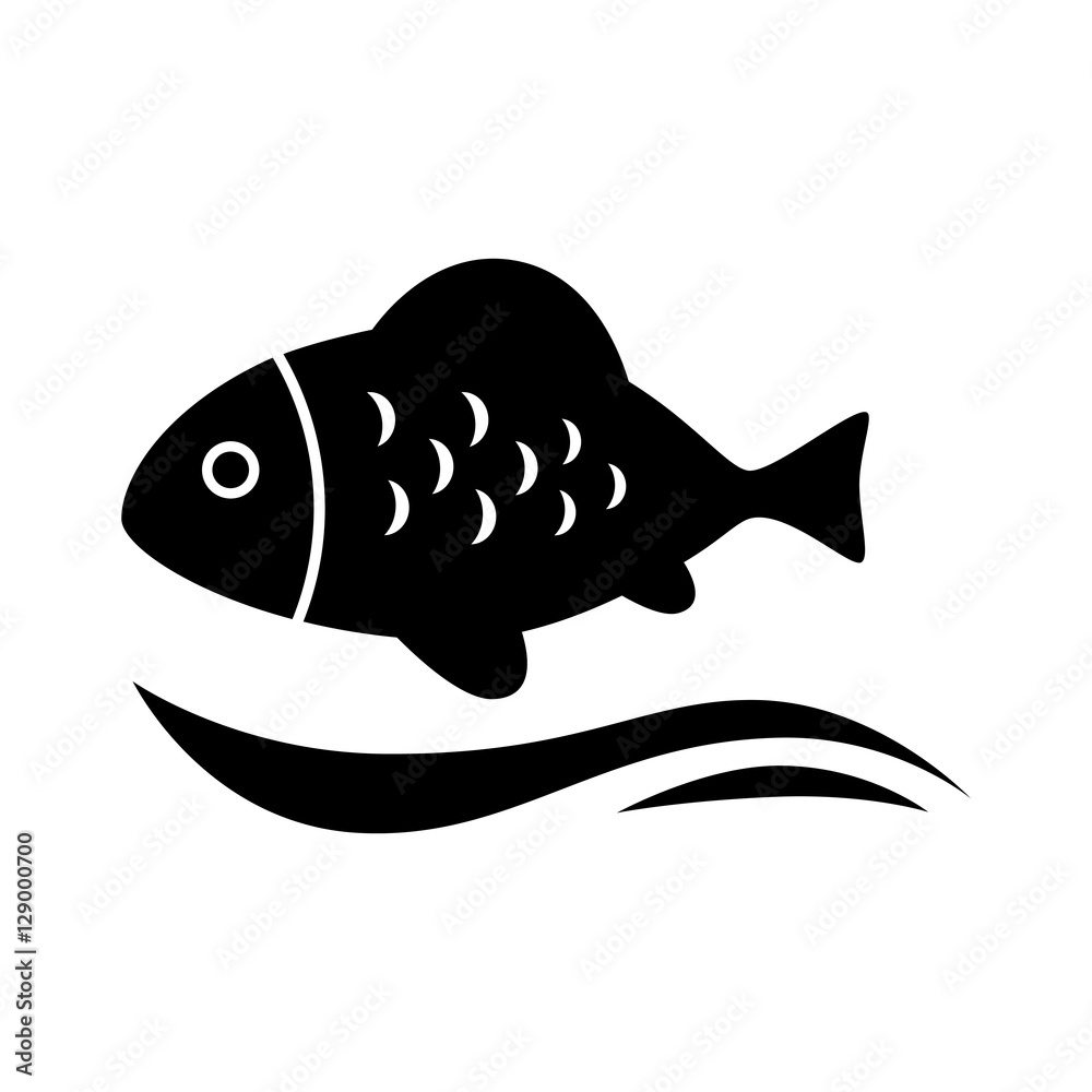 Black fish vector icon Stock Vector | Adobe Stock