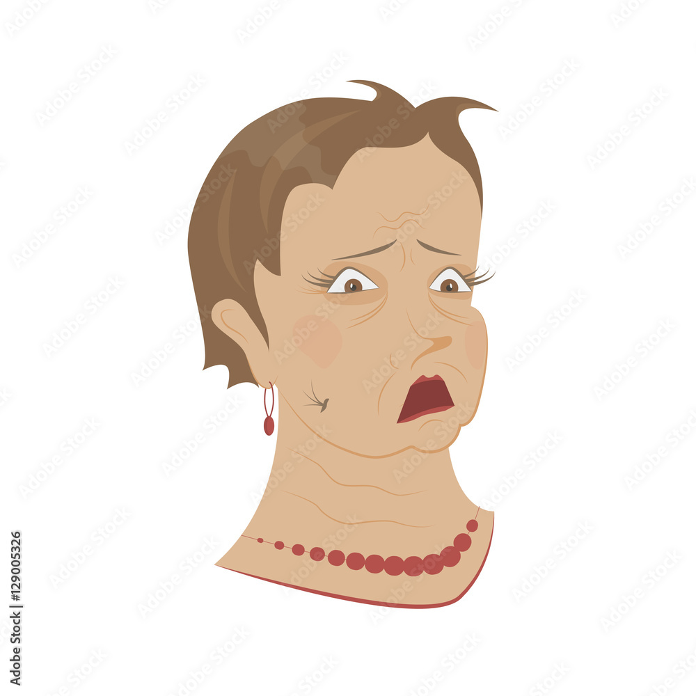Old womans portrait isolated on white background. scared Pensioner ...