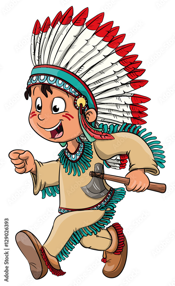 Vektor Illustration eines niedlichen Indianerjungen Stock-Vektorgrafik ...