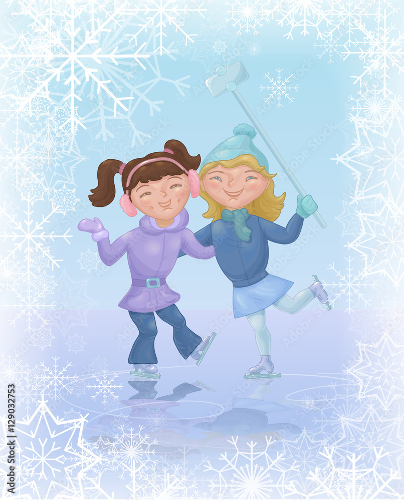 Kids Ice Skating Clipart