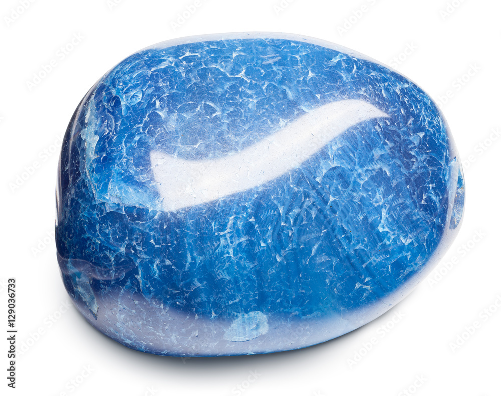 Blue agate stone isolated on a white background with clipping path ...