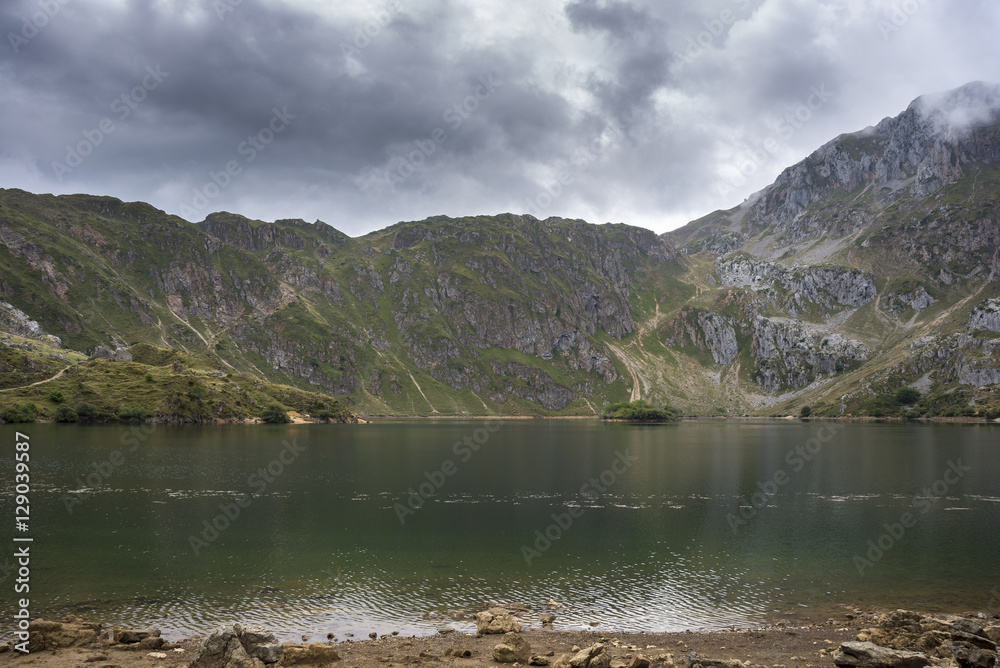Views of Lago del Valle, in Somiedo Nature Reserve. It is located in ...