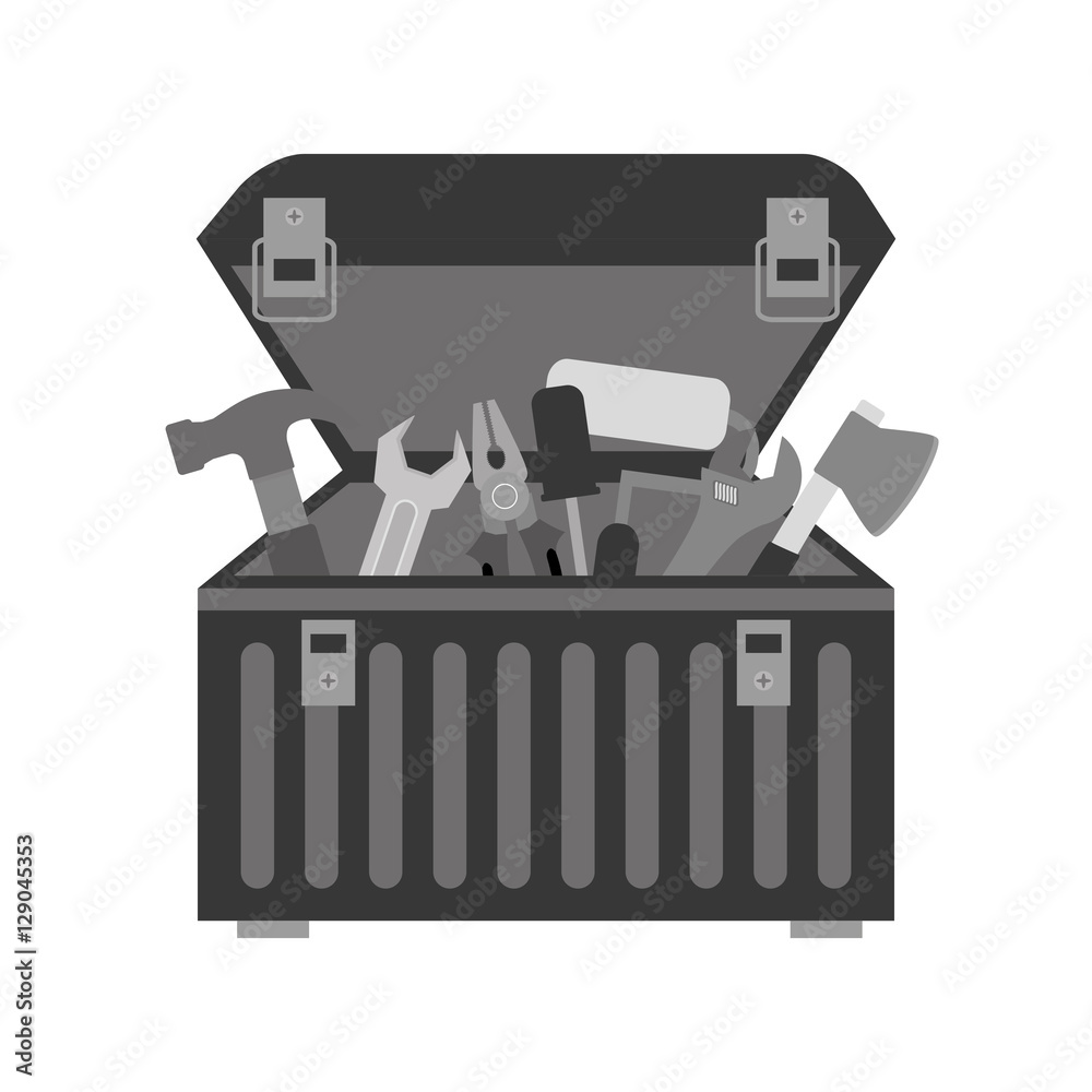 silhouette of tool box icon over white background. repair tools design ...