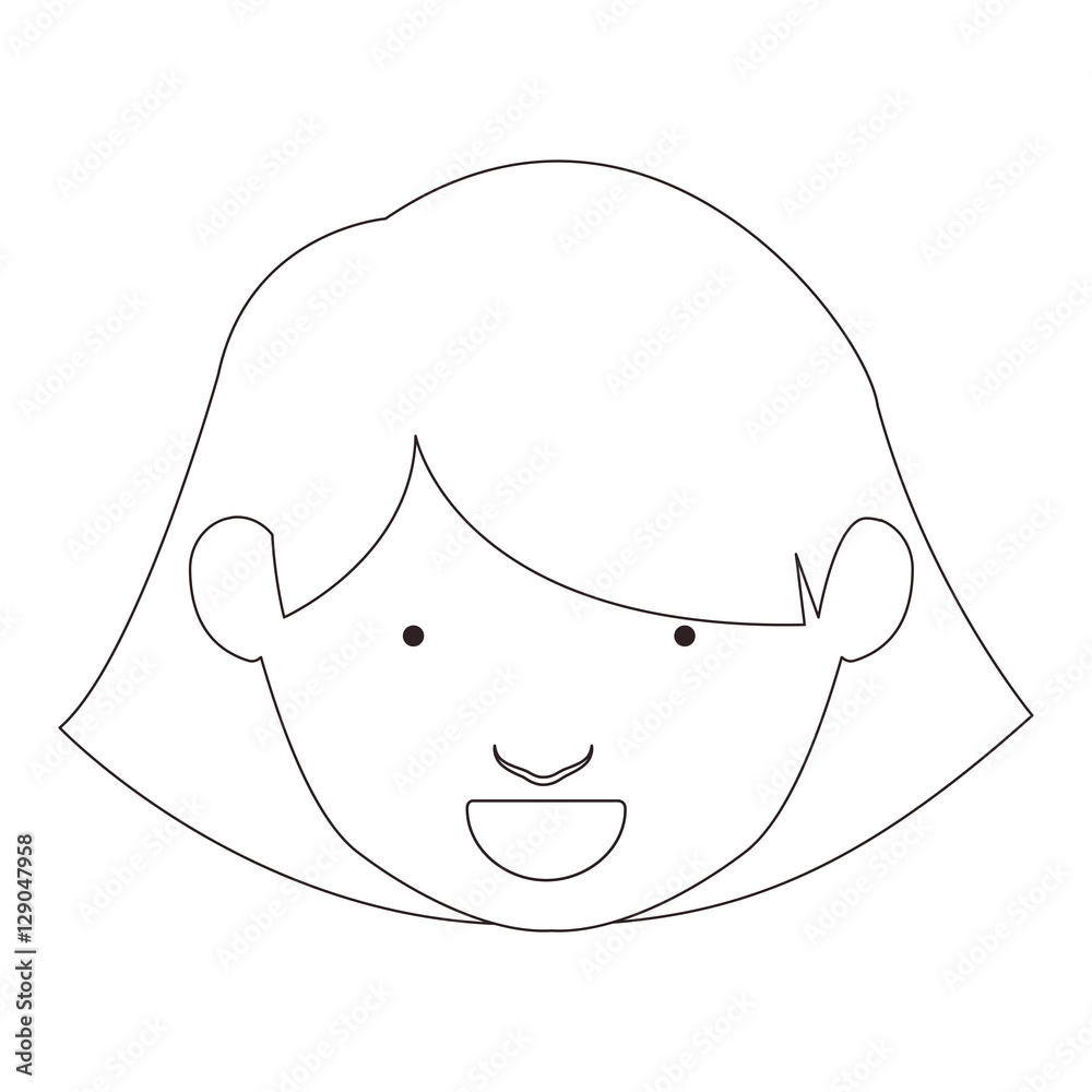Girl head icon. Female avatar person people and human theme. Isolated ...