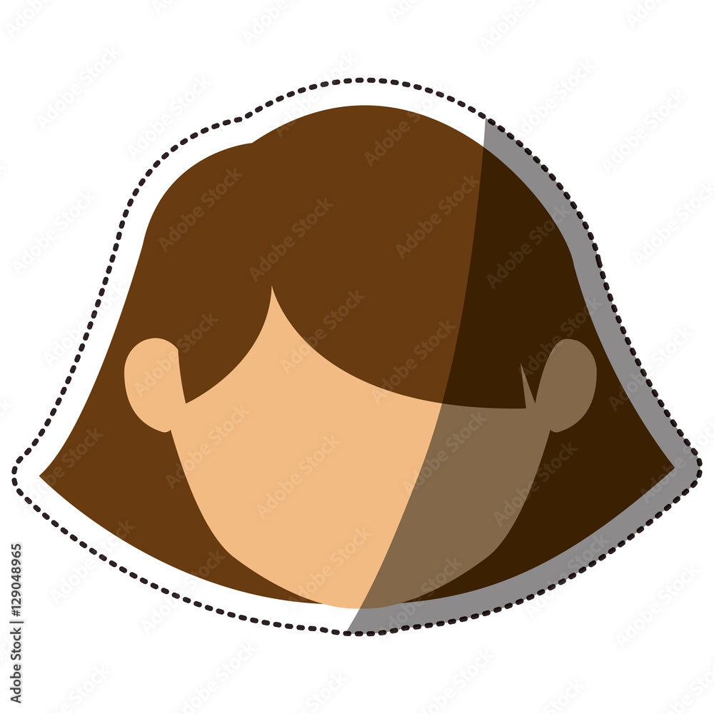 Girl head icon. Female avatar person people and human theme. Isolated ...