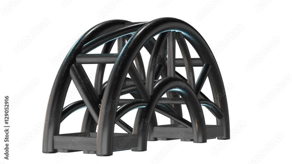 Steel truss girder arc frame element. 3d render. Available in HD video ...