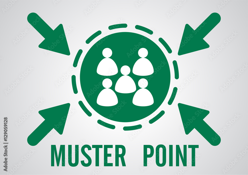 muster point or emergency assembly point banner logo Stock Vector ...