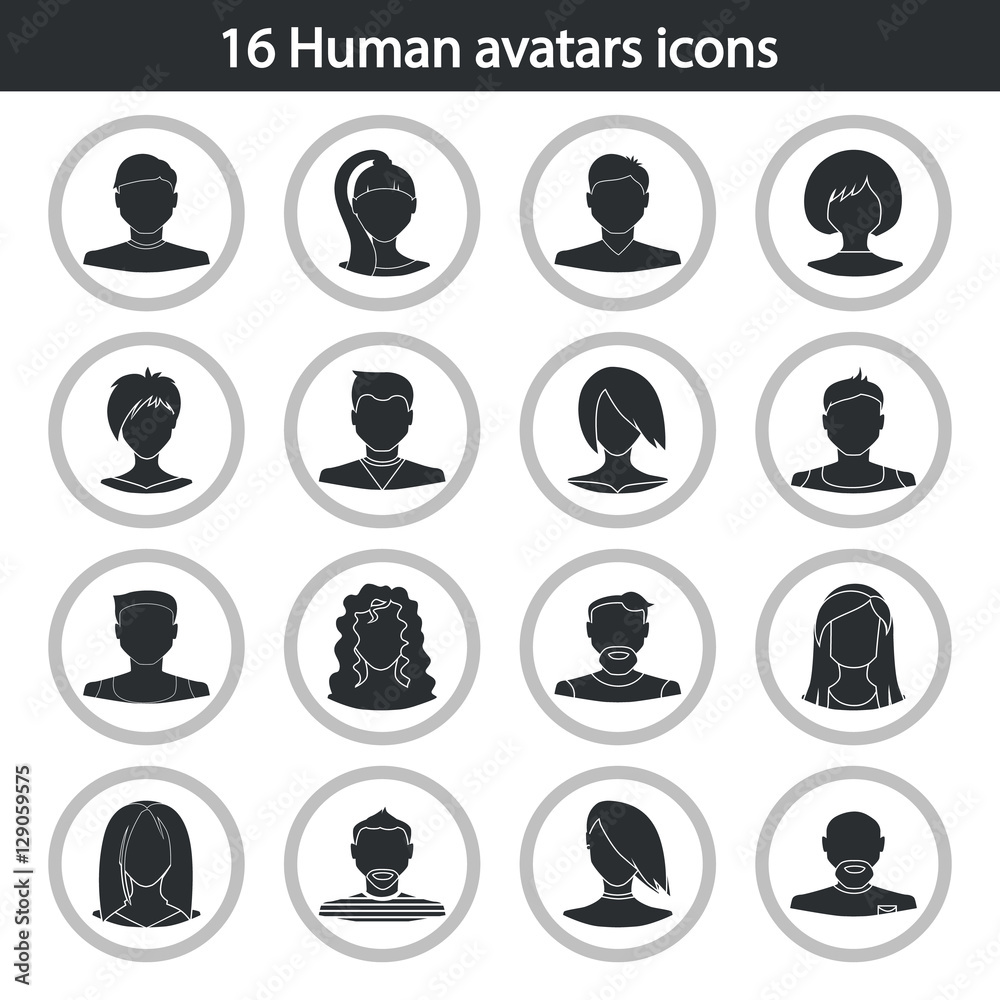 Set of human man and woman simple icons Stock Vector | Adobe Stock