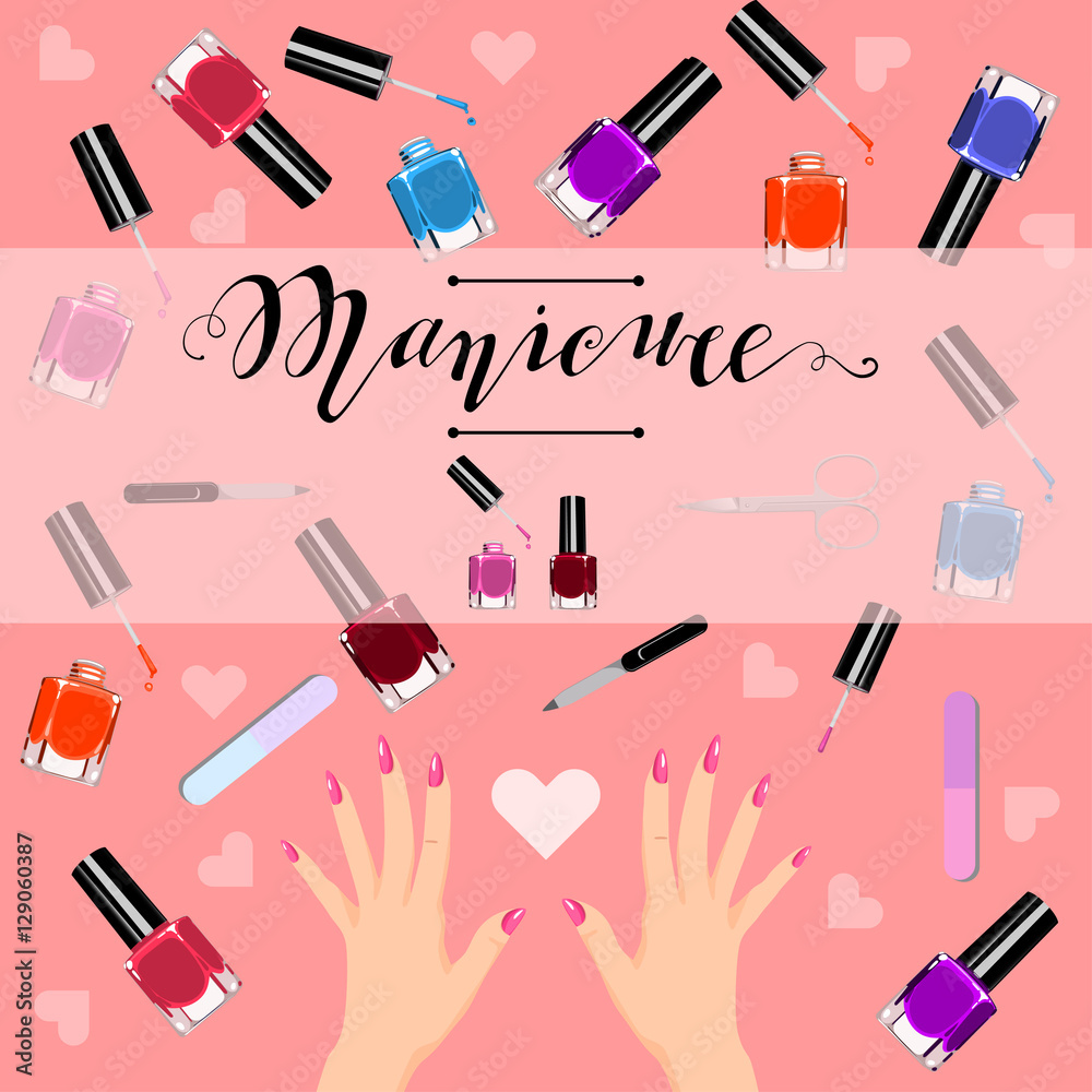 Vector manicure template for card, banner, poster of flyer with place ...