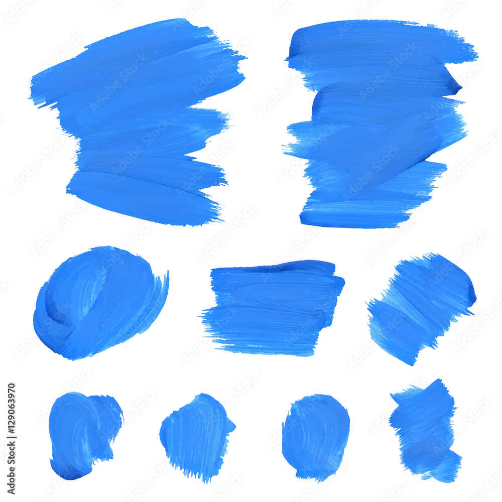 Set of blue watercolor spots on white background Stock Vector | Adobe Stock