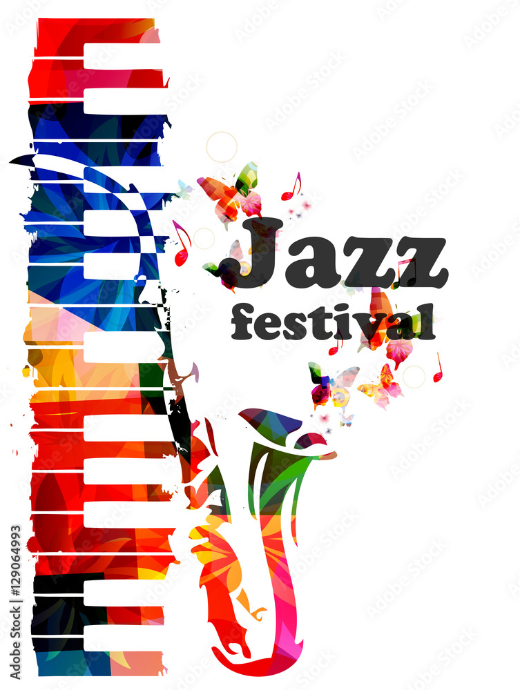 Colorful piano keys and saxophone vector illustration, music instrument ...