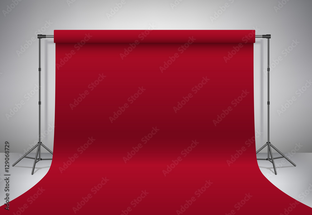 Empty photo studio. Realistic 3D template mock up. Backdrop stand ...