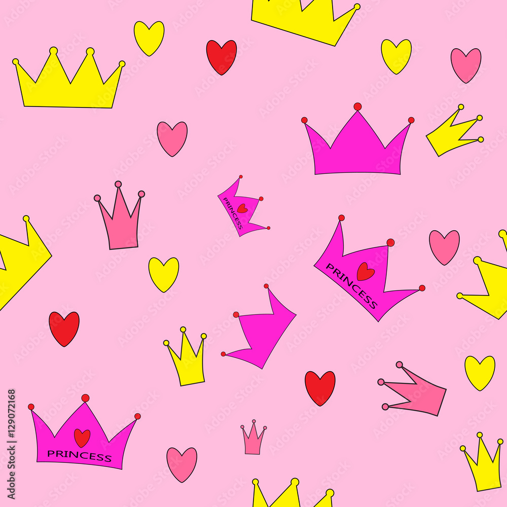 Princess Seamless Pattern Background Vector Illustration Stock Vector ...