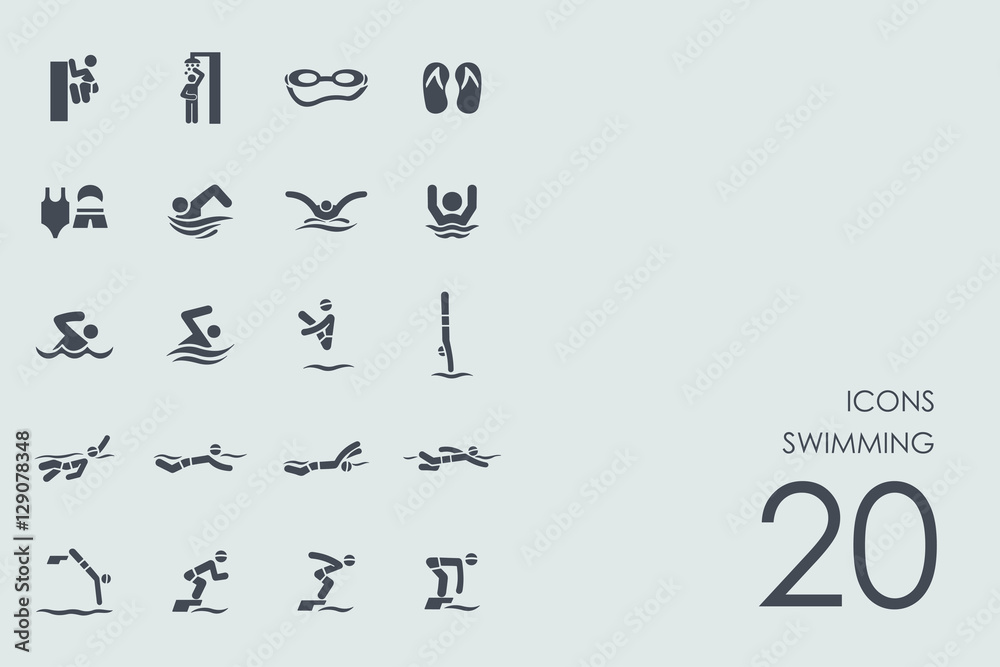 Set of swimming icons Stock Vector | Adobe Stock