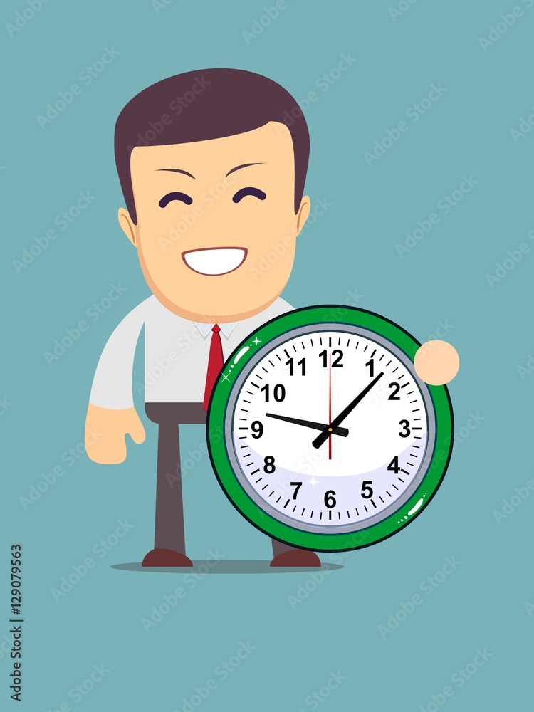 Vettoriale Stock funny cartoon office worker with clock | Adobe Stock