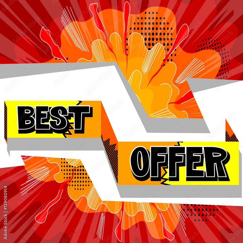 Vector Best Offer banner on comic book background. Stock Vector | Adobe ...