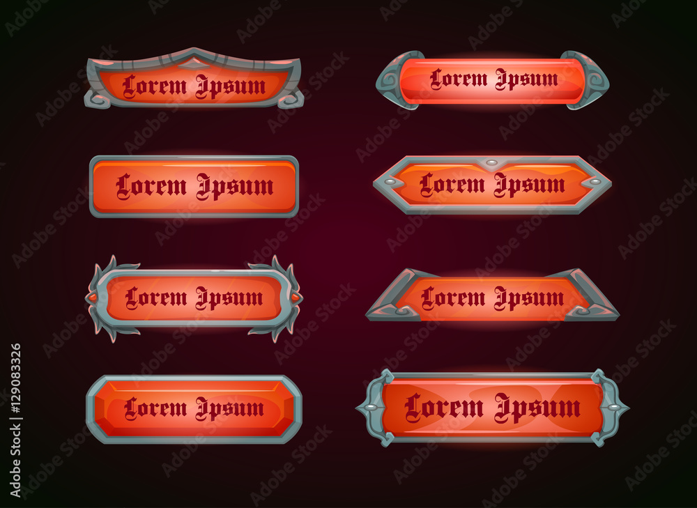 Horizontal red game templates Stock Vector | Adobe Stock