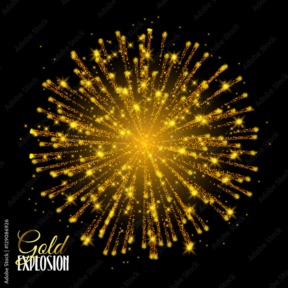 Sparkling texture Stardust sparks in explosion on black background ...