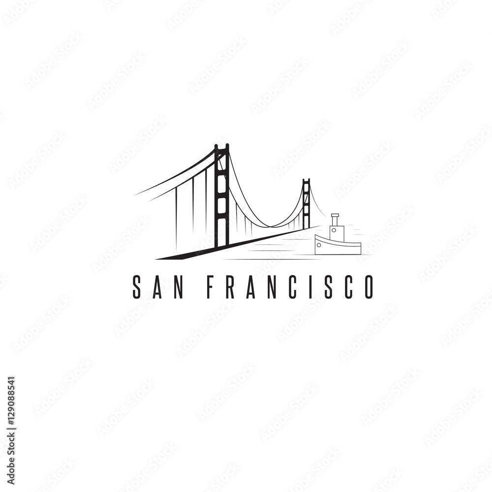 san francisco golden gate bridge vector design template illustra Stock ...