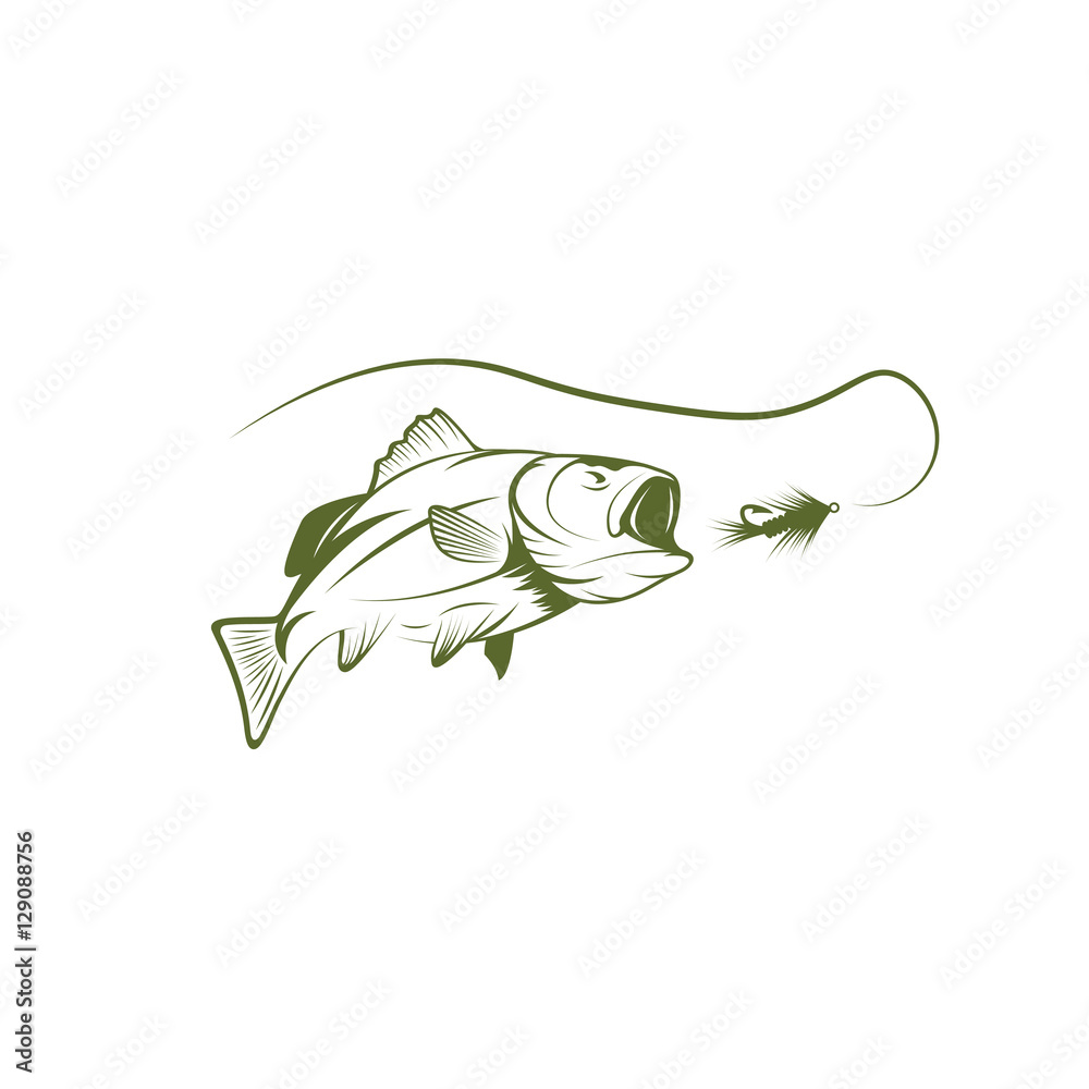 largemouth bass and lure vector design template Stock Vector | Adobe Stock