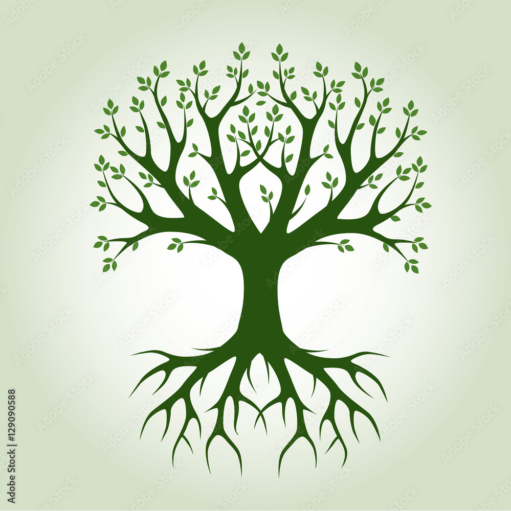 Black vector Tree and Roots. Vector Illustration. Park and Natur Stock ...