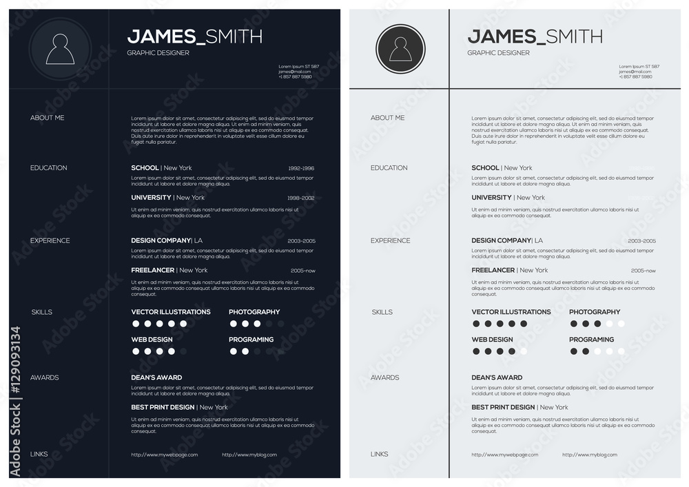 Flat Resume with Infographics and Timeline. Vector Illustration Stock ...