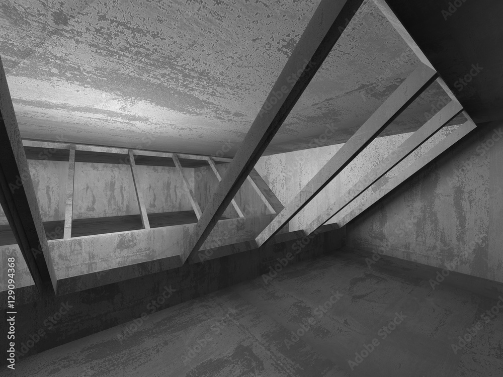 Dark basement empty room interior. Concrete walls. Architecture Stock ...