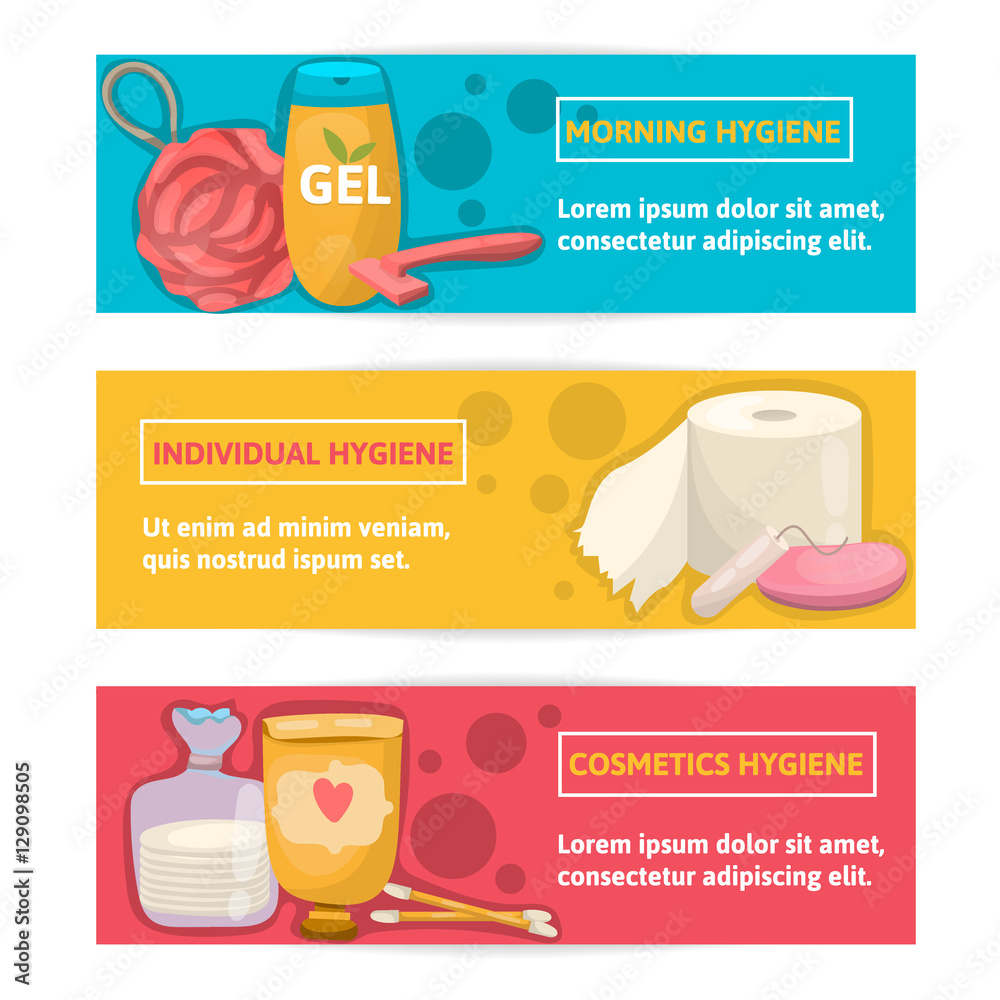 hygiene banner, banner with hygiene elements Stock Vector | Adobe Stock