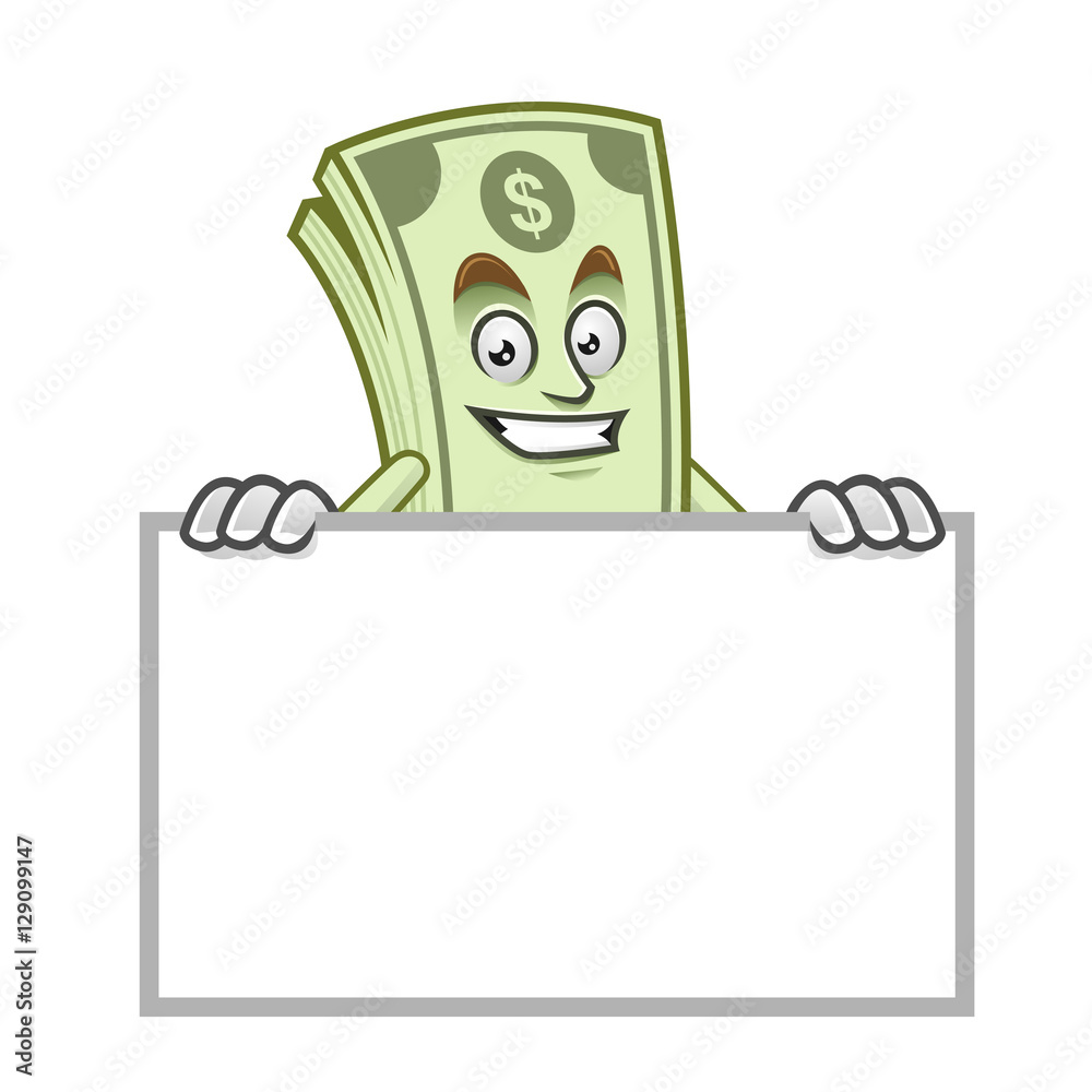 Blank poster Dollar bill mascot, Money character, Dollar cartoon Stock ...