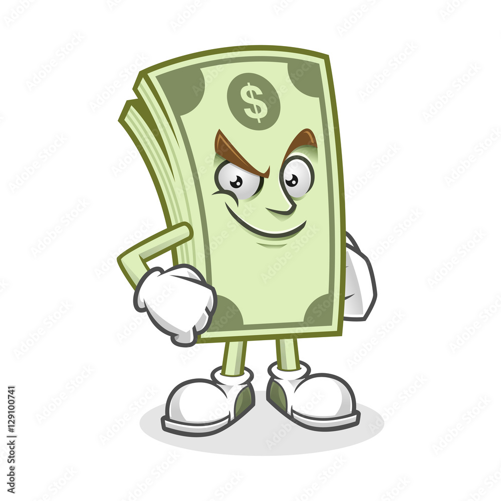 Confident Dollar bill mascot, Money character, Dollar cartoon Stock ...