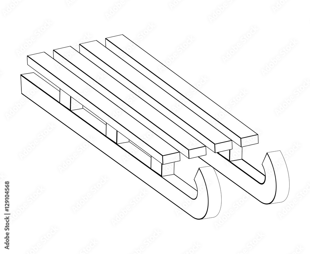 sled, wooden sledge silhouette, outline vector symbol icon desig Stock ...