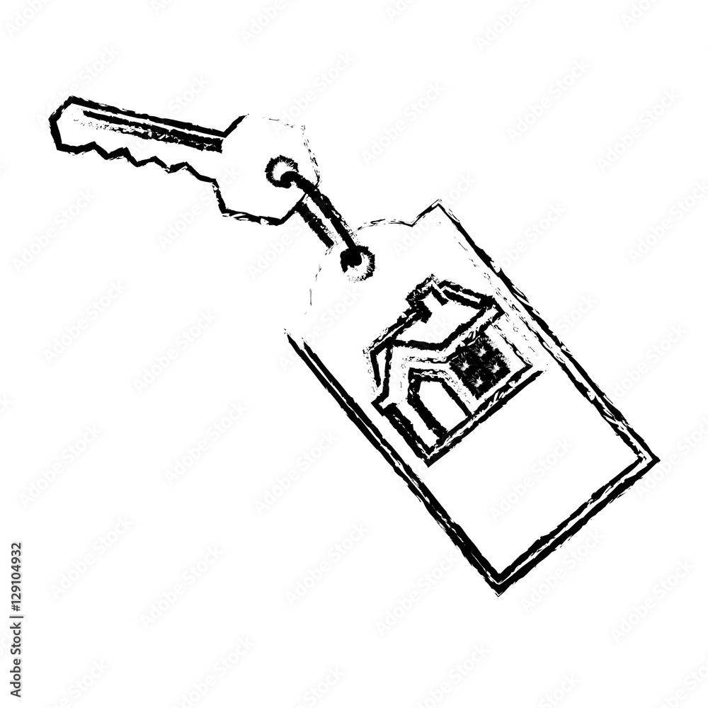 house keys with keychain over white background. real estate design ...