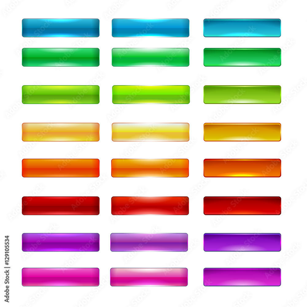 Colorful set of web buttons, vector illustration. Green, blue, yellow ...