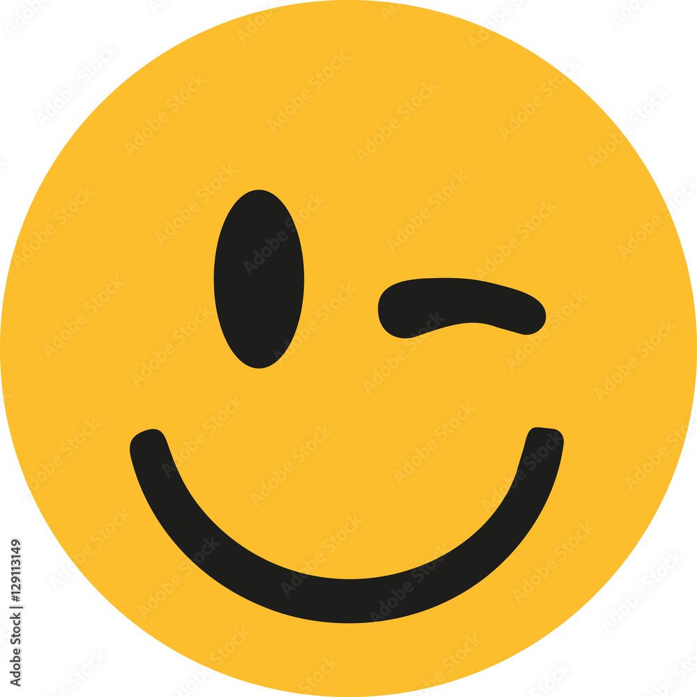 Winking yellow smiley Stock Vector | Adobe Stock