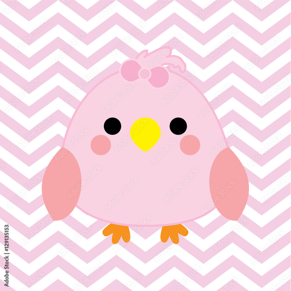 Baby shower illustration with cute baby bird on pink color suitable for ...