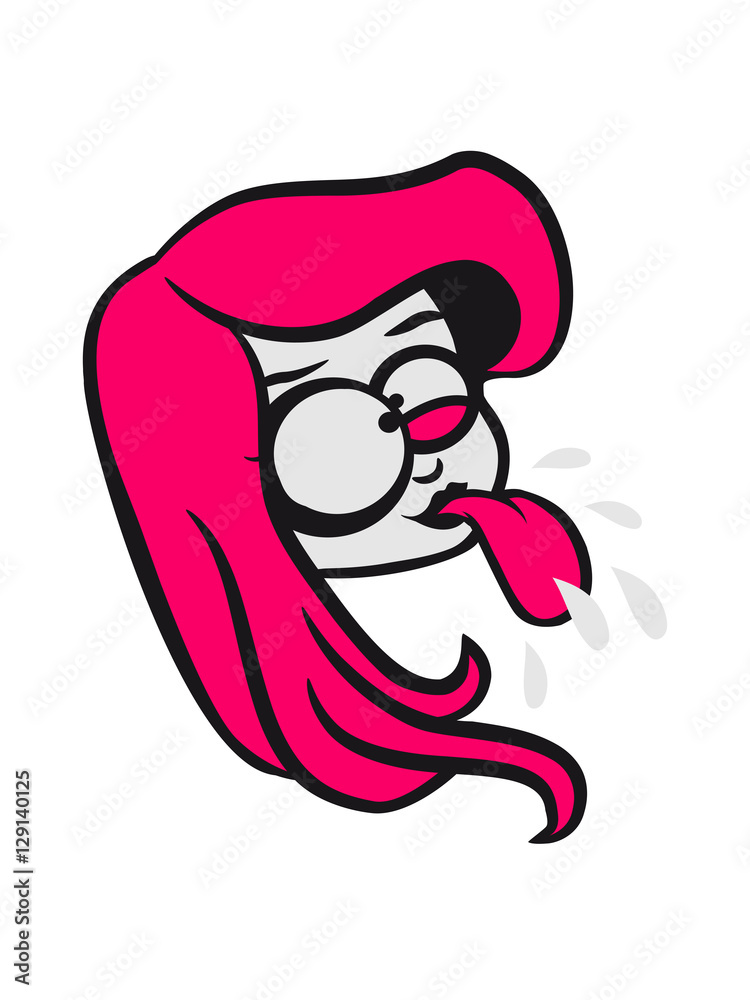 Tongue Out Comic Cartoon Woman Female Girl Sexy Face Grin Comic Cartoon