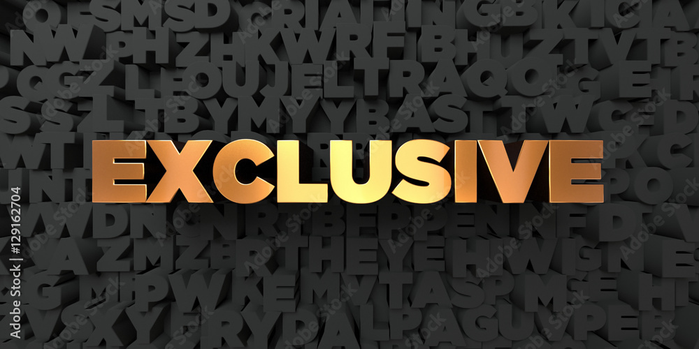 Exclusive - Gold text on black background - 3D rendered royalty free ...