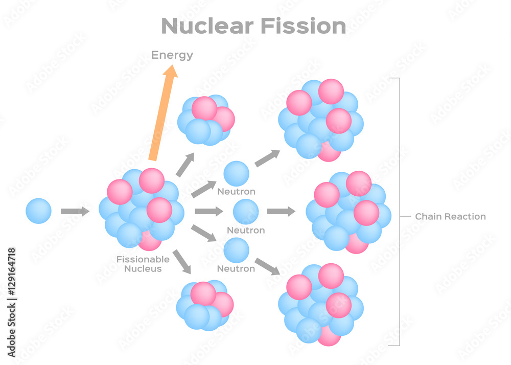 nuclear fission process vector . fusion and fission set 1 Stock Vector ...