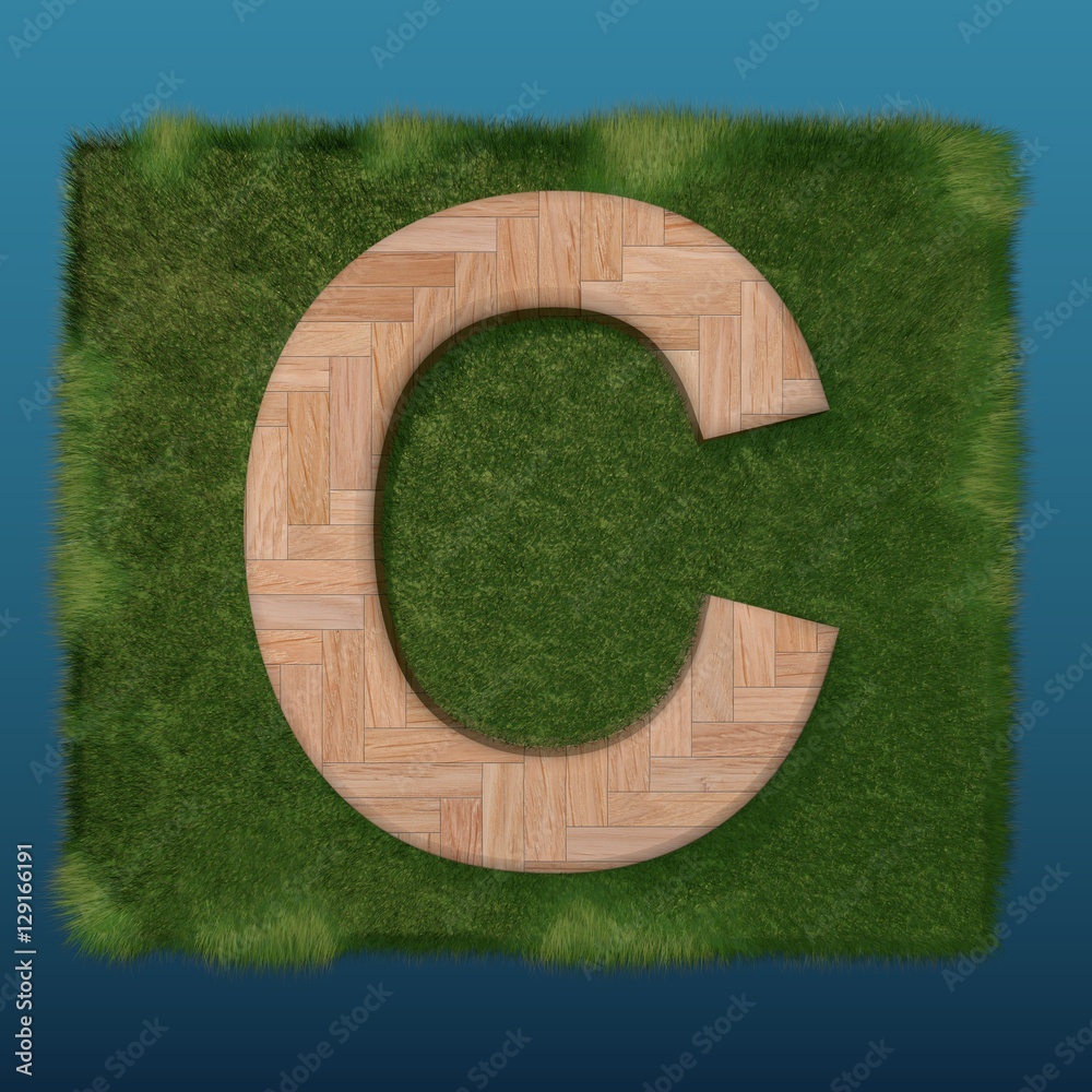 3D decorative wooden Alphabet on green Grass, capital letter C Stock ...
