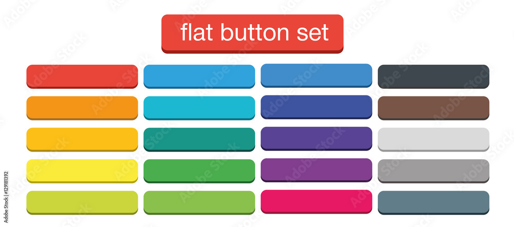 Flat Web Buttons Set Vector Isolated Material Design Stock Vector ... Flat Web Buttons Set Vector Isolated Material Design Stock Vector ...