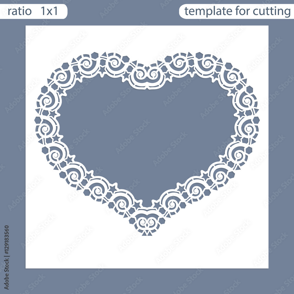 Laser cut wedding invitation card template. Cut out the paper card with ...