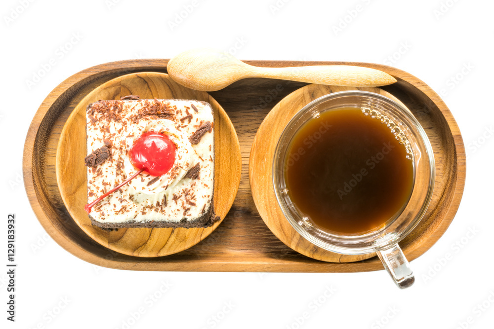 Top view of chocolate cake and a cup of coffee Stock-Foto | Adobe Stock